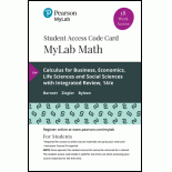 MyLab Math with Pearson eText Access Code for Calculus for Business, Economics, Life Sciences ...